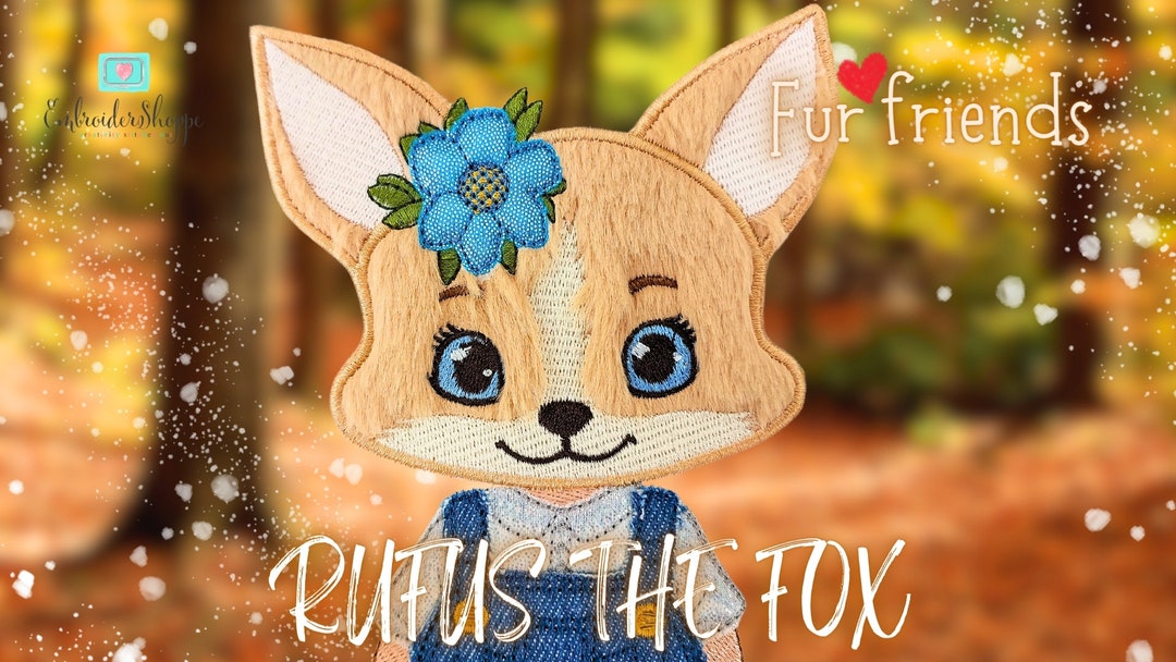 Rufus the Fox 5x7, 3D Puff Fur Hoop Applique Machine Embroidery Design ...