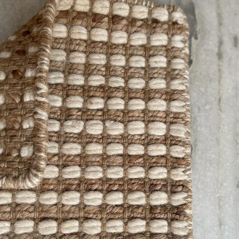 Hand Woven White and Natural Chunky Knit Wool Area Rug. - Etsy