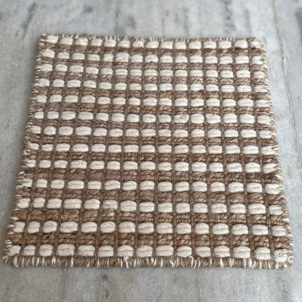 Hand Woven White and Natural Chunky Knit Wool Area Rug. - Etsy