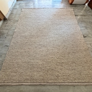 Beige Natural, Hand Woven, Chunky Knit, Wool Area Rug. Scandinavian ...