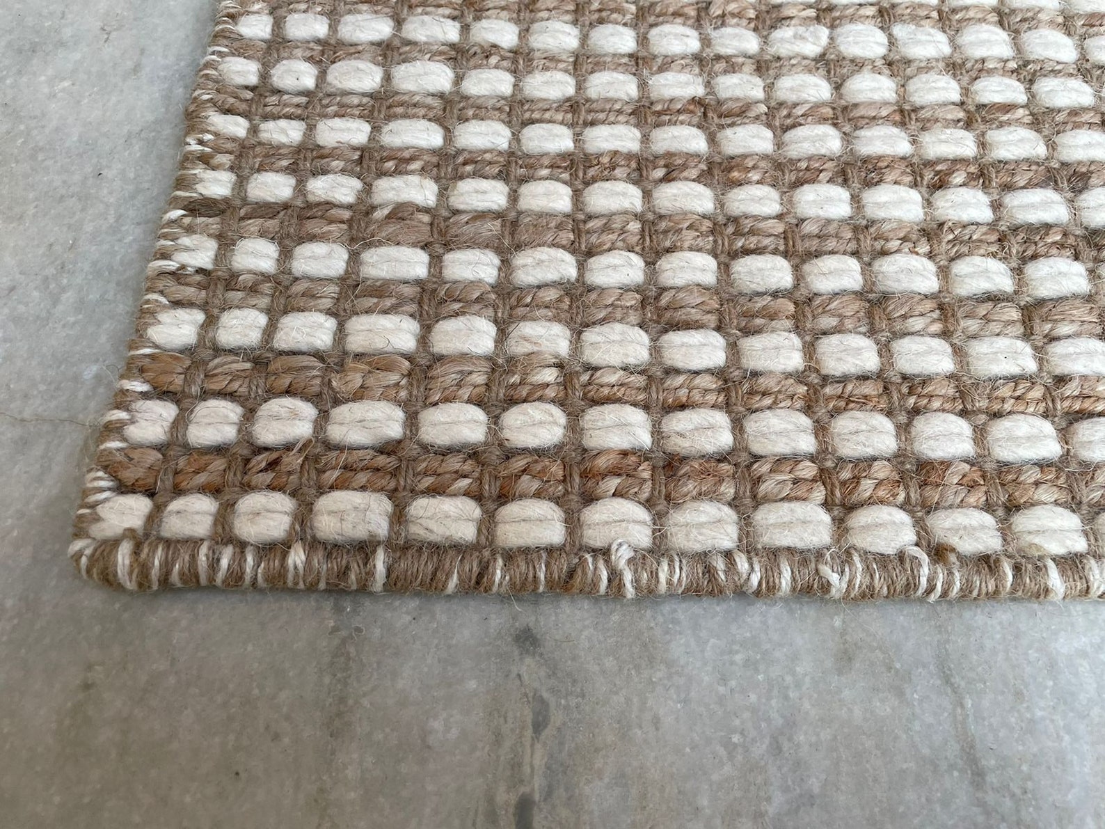 Hand Woven White and Natural Chunky Knit Wool Area Rug. - Etsy