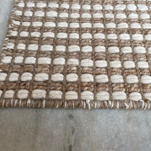 Hand Woven, White and Natural, Chunky Knit, Wool Area Rug. Available in ...