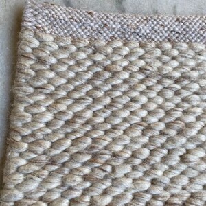 Beige Natural, Hand Woven, Chunky Knit, Wool Area Rug. Scandinavian ...