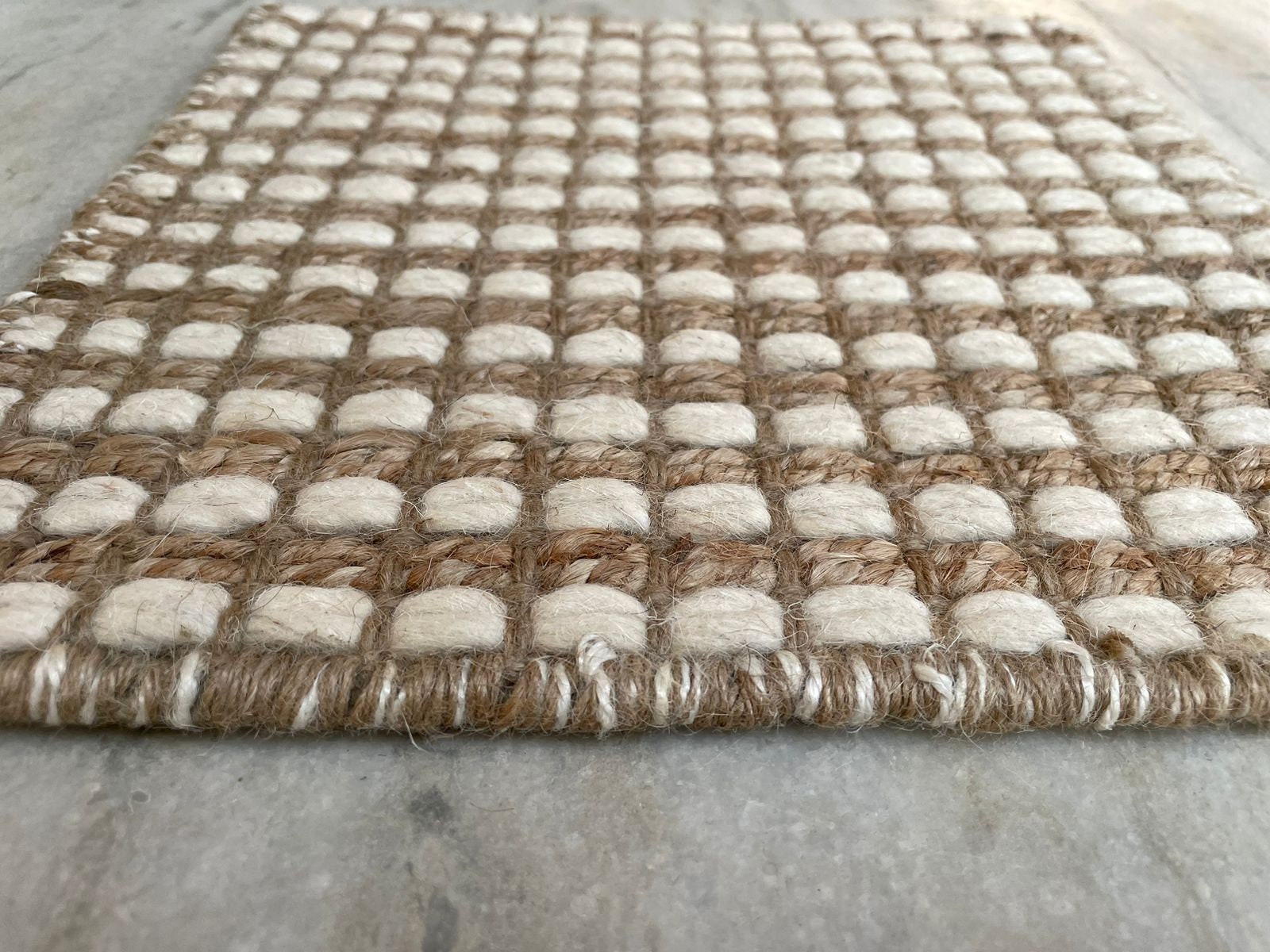 Hand Woven White and Natural Chunky Knit Wool Area Rug. - Etsy