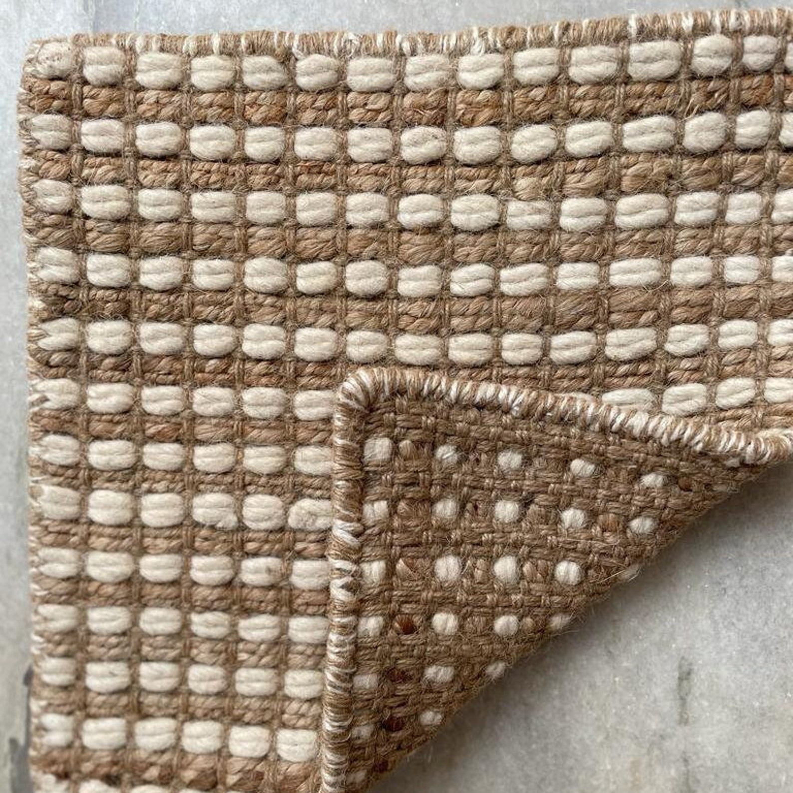 Hand Woven White and Natural Chunky Knit Wool Area Rug. - Etsy