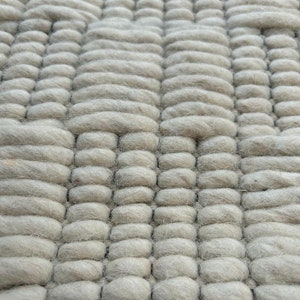 Hand Woven, Thick Stripe, Chunky, White & Black Flat Weave, Wool Rug ...