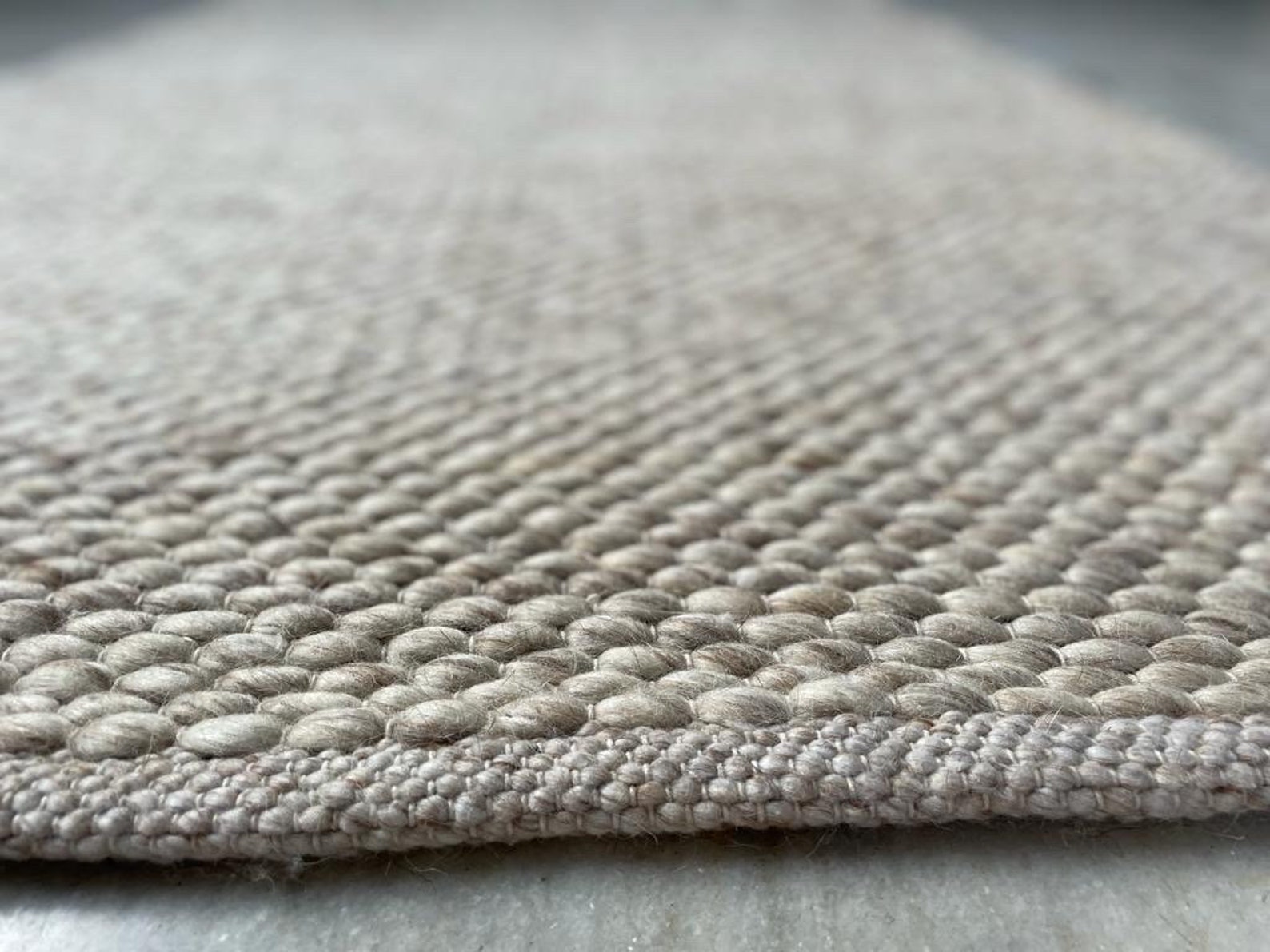 Beige Natural Hand Woven, Chunky Knit, Wool Area Rug. Scandinavian ...