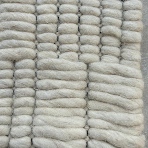 Hand Woven, Thick Stripe, Chunky, White & Black Flat Weave, Wool Rug ...