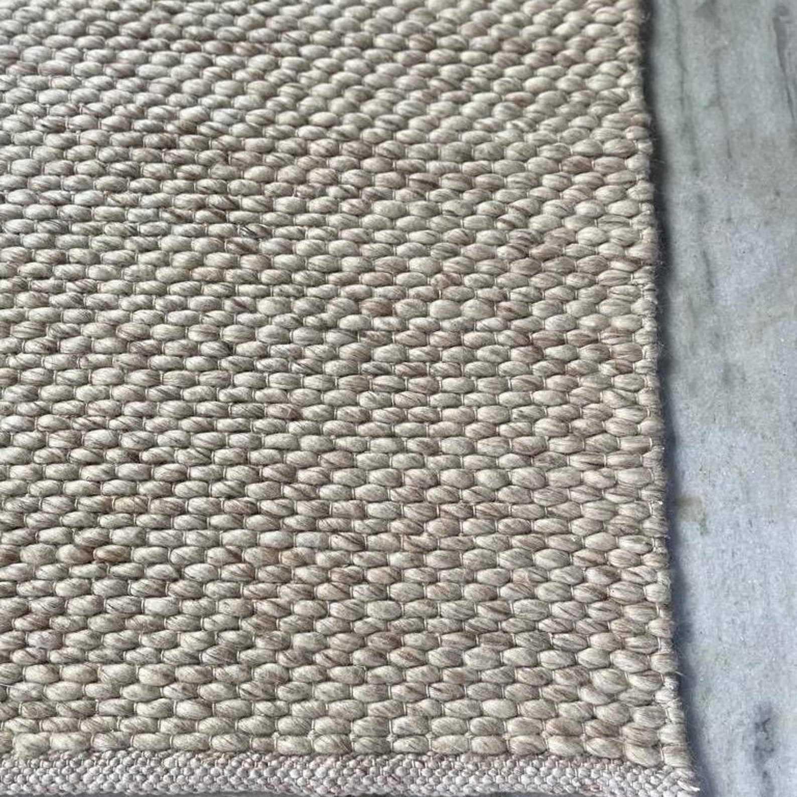 Beige Natural Hand Woven, Chunky Knit, Wool Area Rug. Scandinavian ...