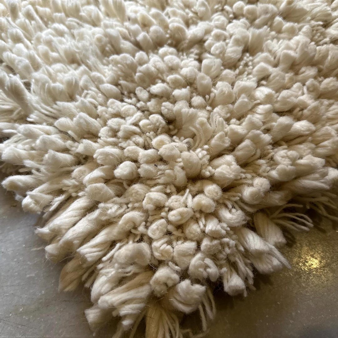 Handwoven White Wool Shaggy Rug: Chunky Knit, Custom Size - Etsy