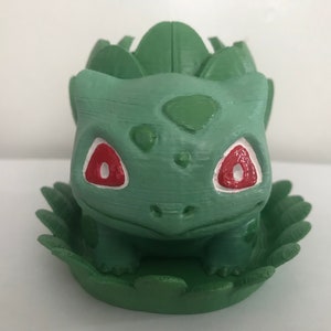 3D Printed & Hand-painted Bulbasaur Flower Planter W/ Leaf Drain Plate ...