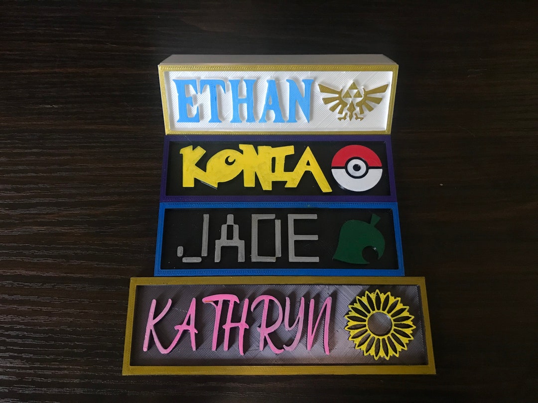 3D Printed & Painted Custom Nameplates With Symbols - Etsy
