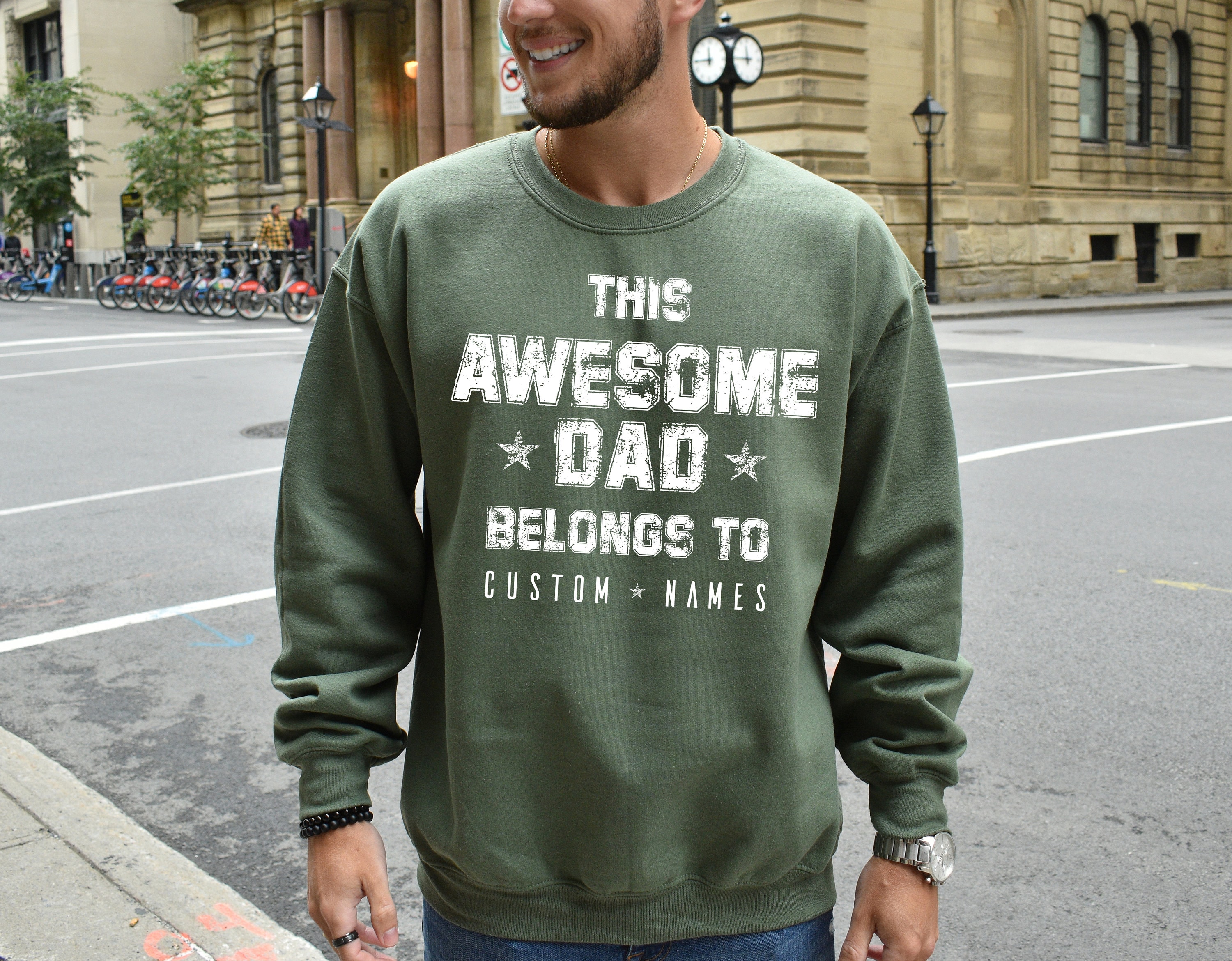Custom Dad Shirt With Kids Names Awesome Dad Sweatshirt - Etsy