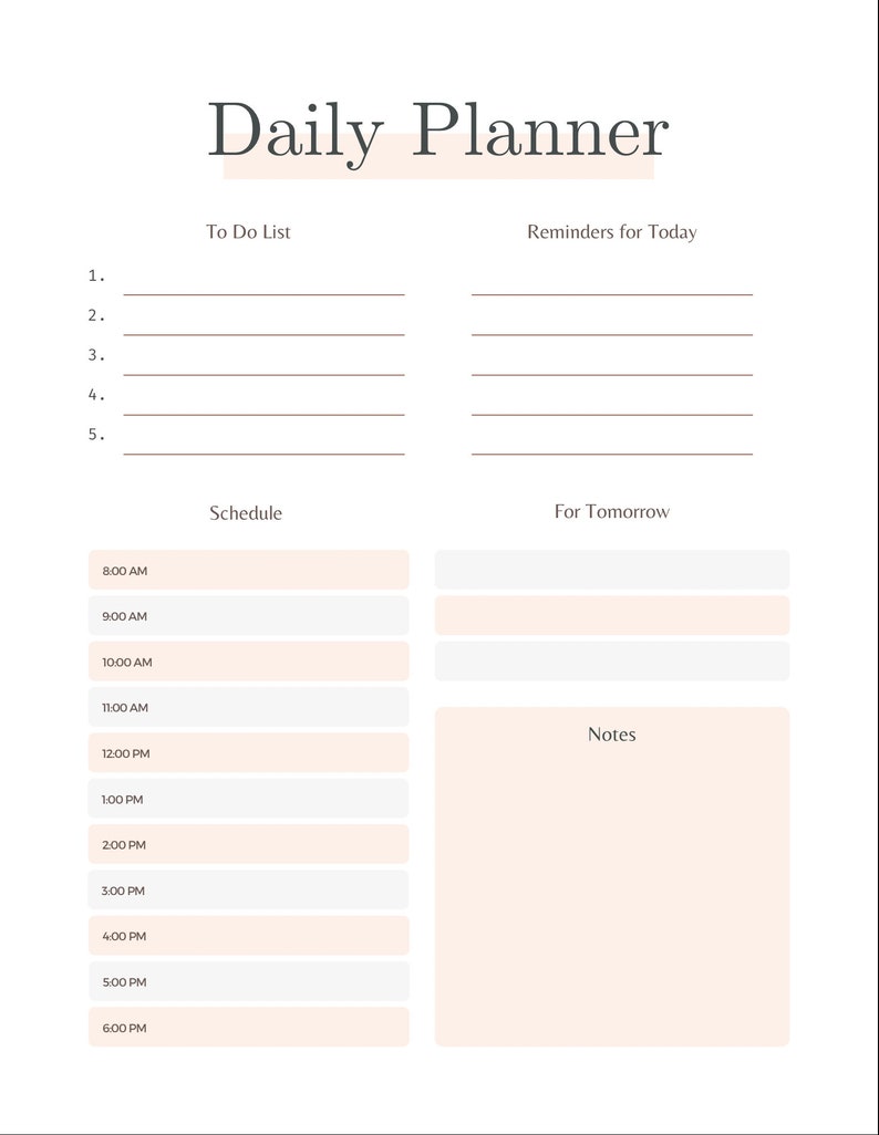 Daily to Do Planner, Instant Download, Printable Planner - Etsy