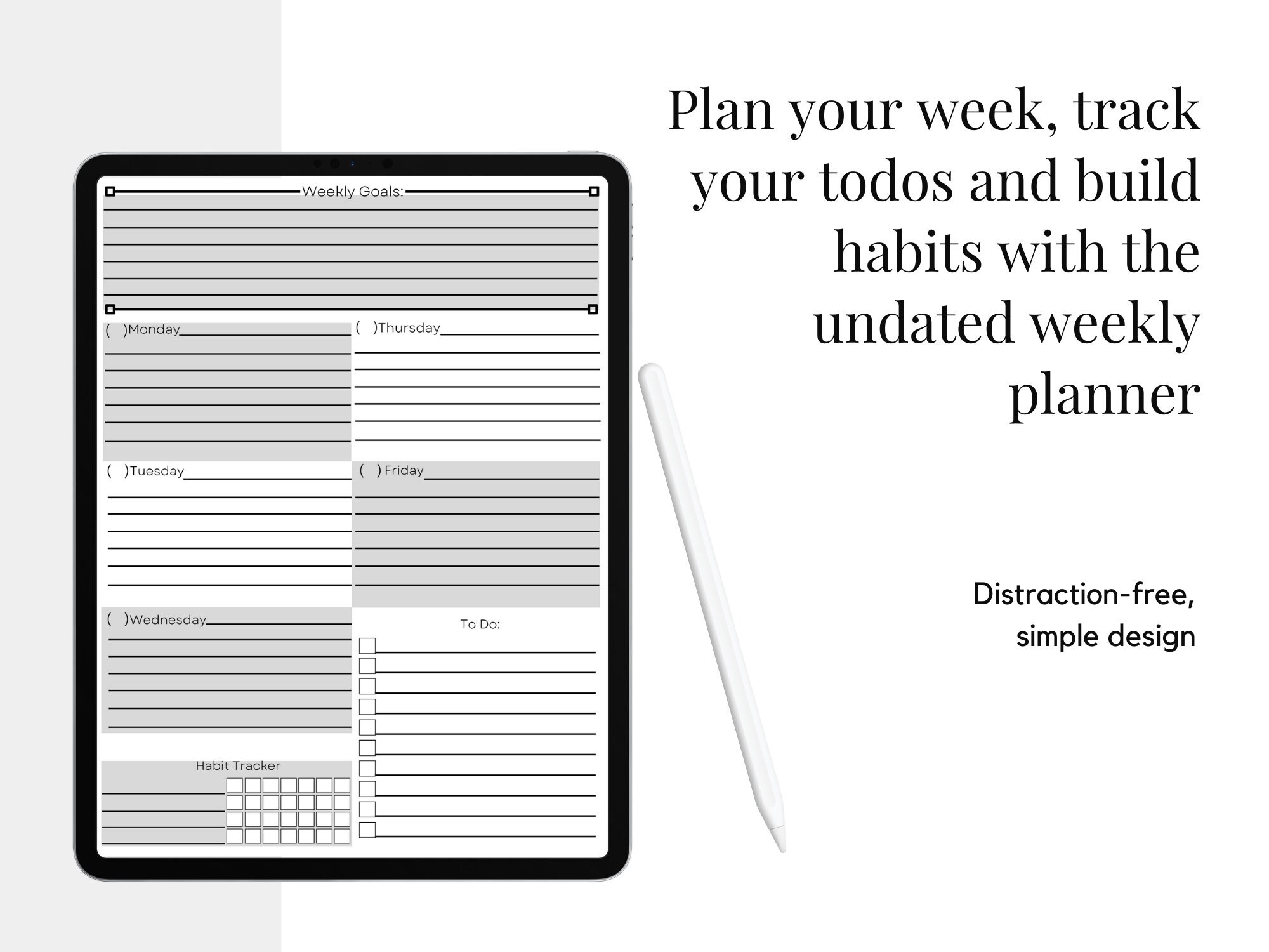 Simple Weekly Planner Digital & Printable Weekly Calendar - Etsy