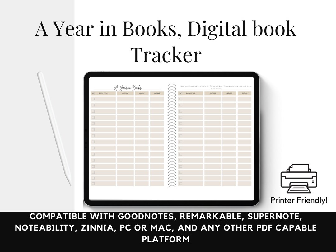 A Year in Books, Digital Book Tracker - Etsy