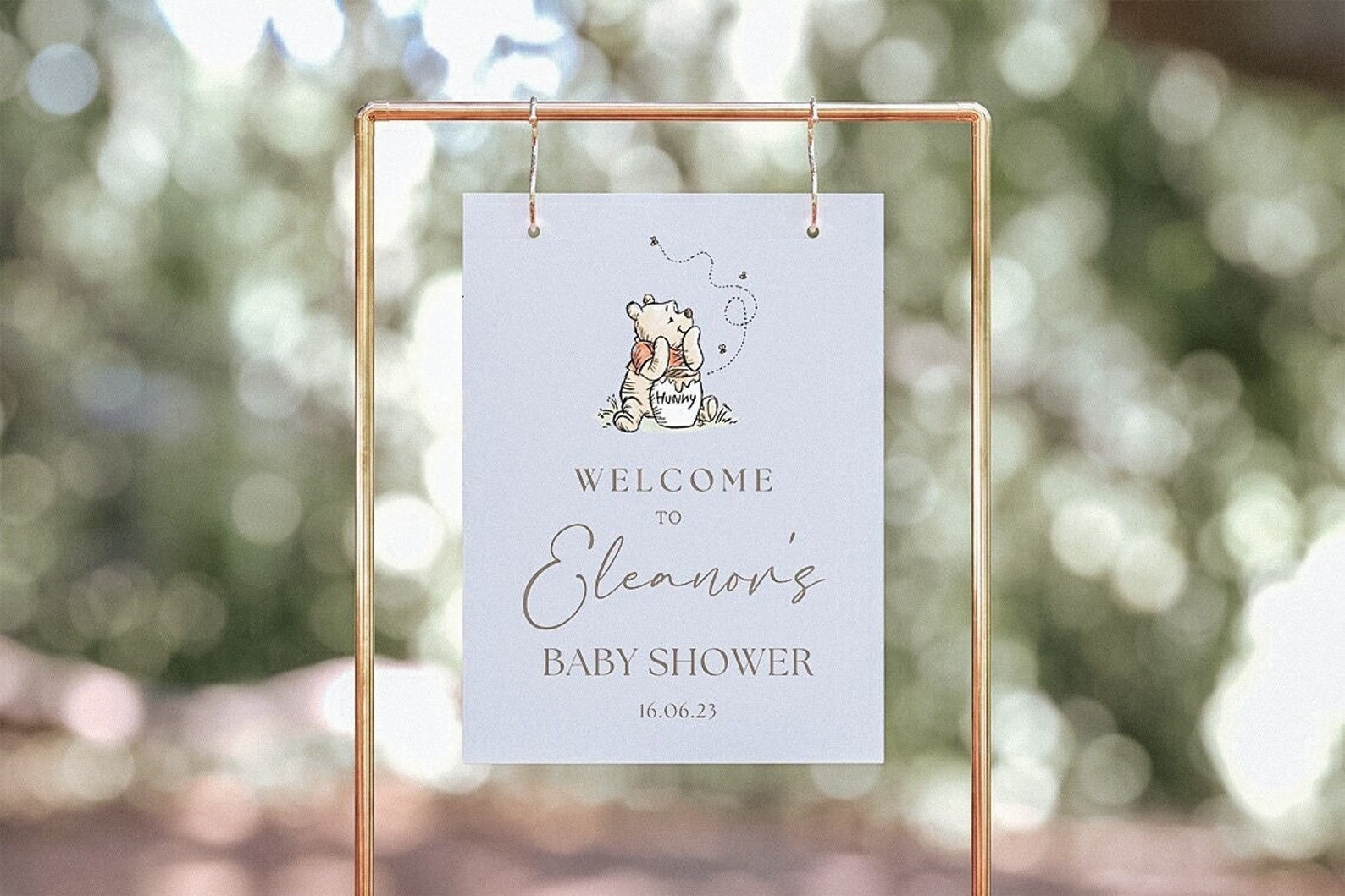 Winnie the Pooh Baby Shower Welcome Sign CANVA EDITABLE - Etsy