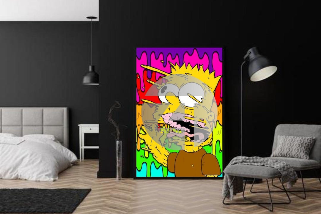 Melting Bart Simpson Printable Wall Art - Abstract Pop Art Decor for ...