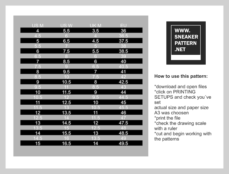 Sneaker Pattern - Etsy