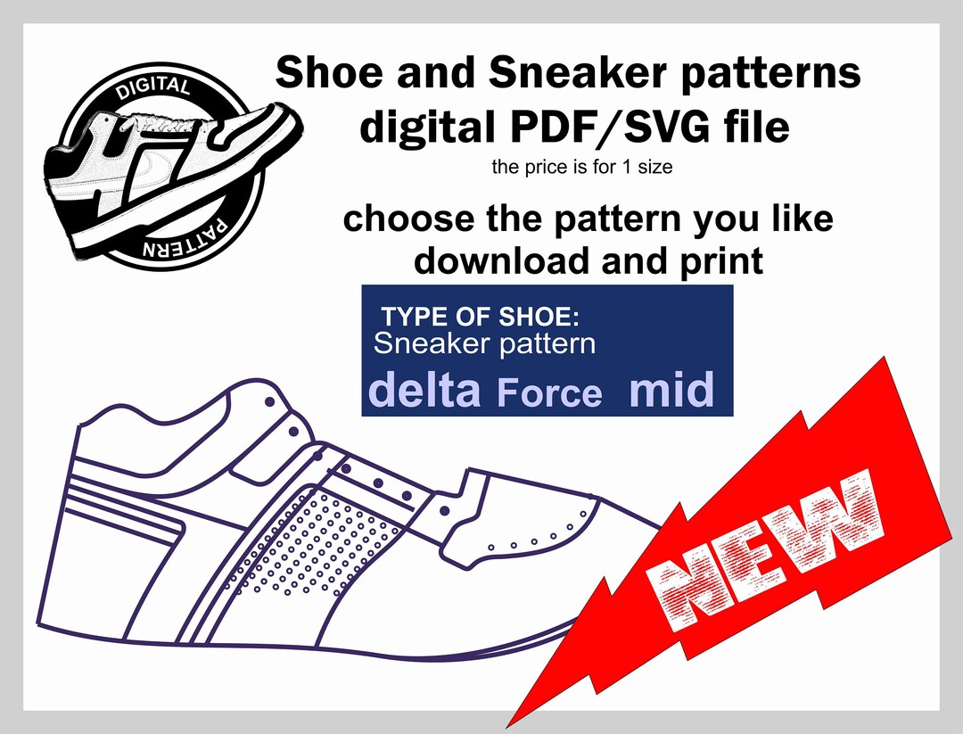 Sports Shoe Pattern Sneaker Pattern Custom Sneaker-delta Force Mid ...