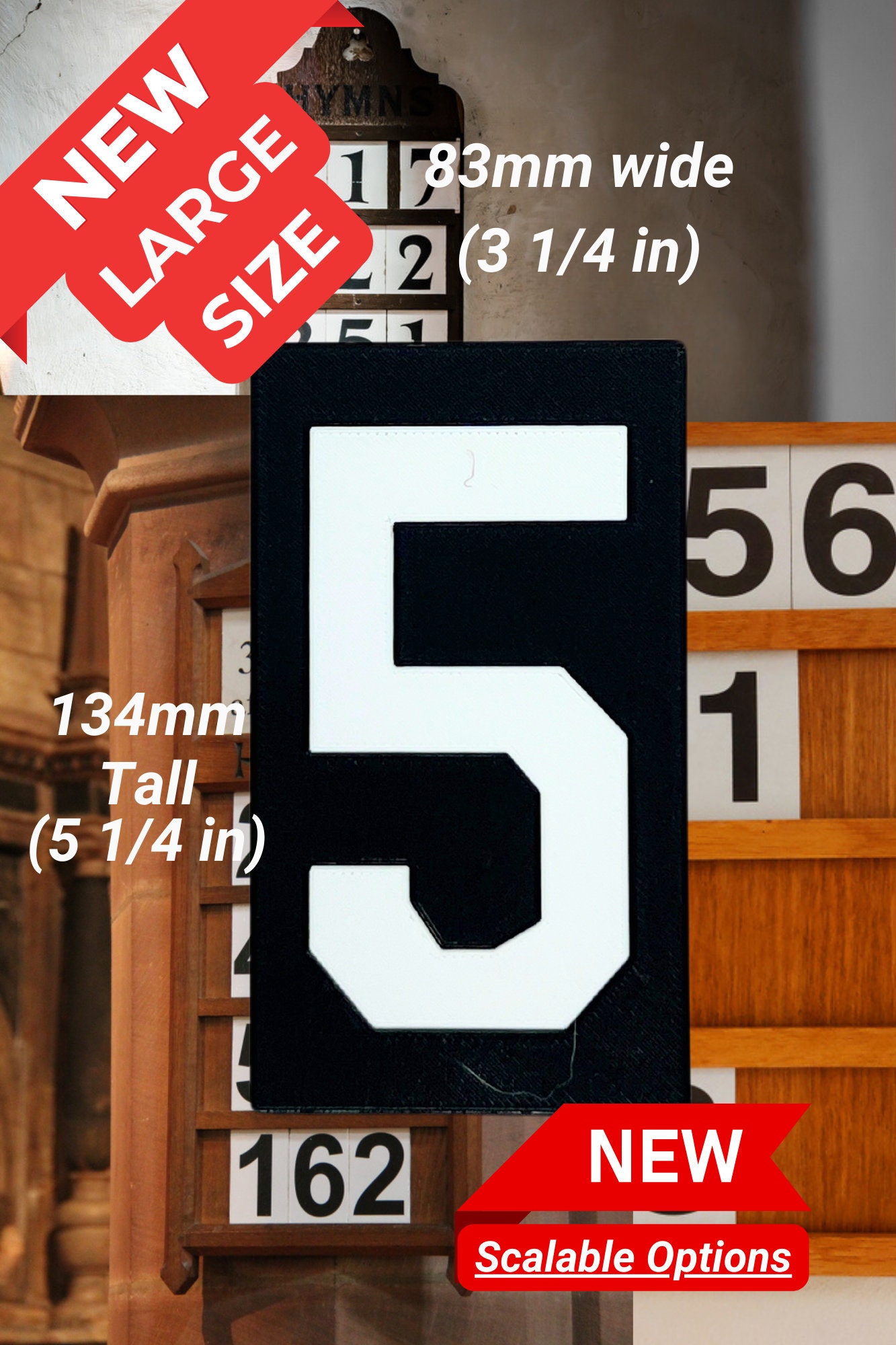 Classic Black & White Church Hymn Board Number Set – Large 5 1/4 X 3 1/ ...