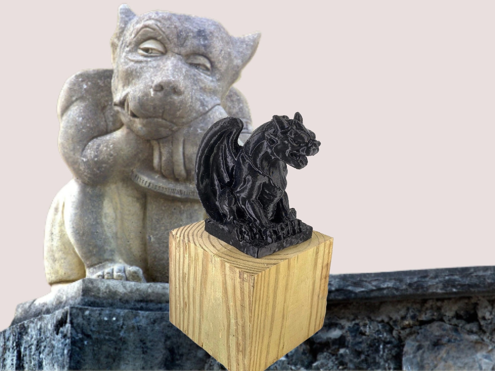 Gothic Gargoyle Mini Statue Fence Post Cap Toppers Shelf and Desk Book ...