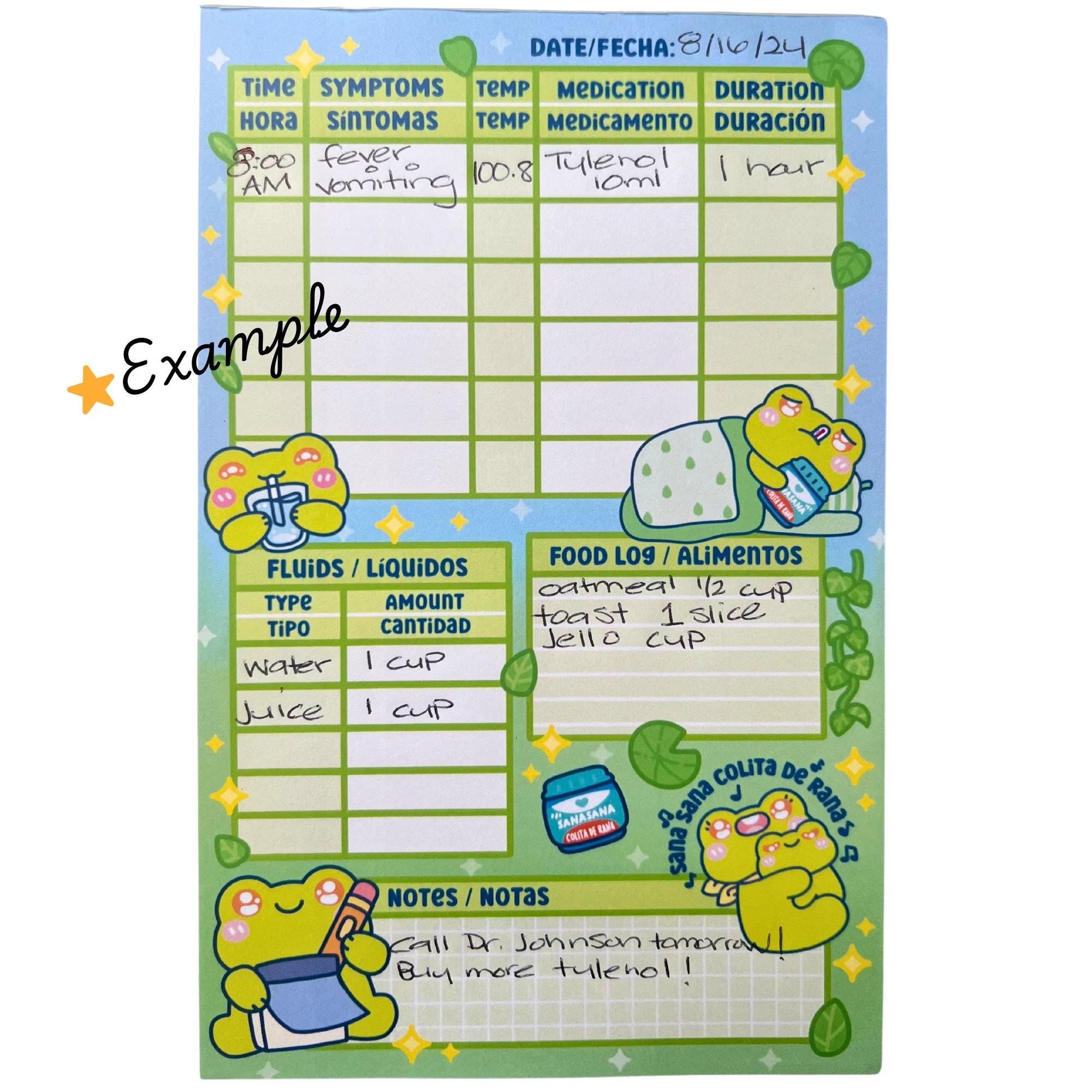 Sana Sana Colita De Rana Symptom Tracker, Frog Note Pad, Aesthetic ...