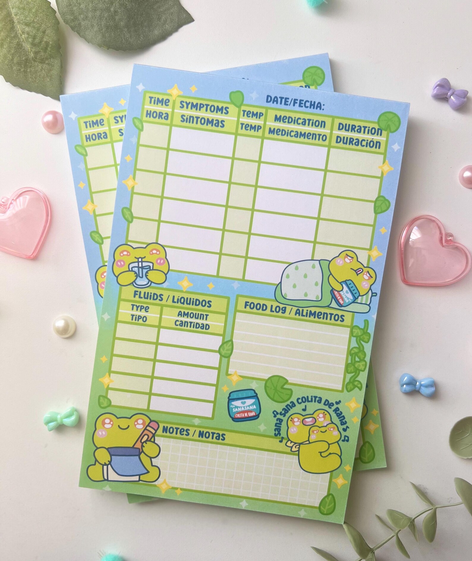 Sana Sana Colita De Rana Symptom Tracker, Frog Note Pad, Aesthetic ...