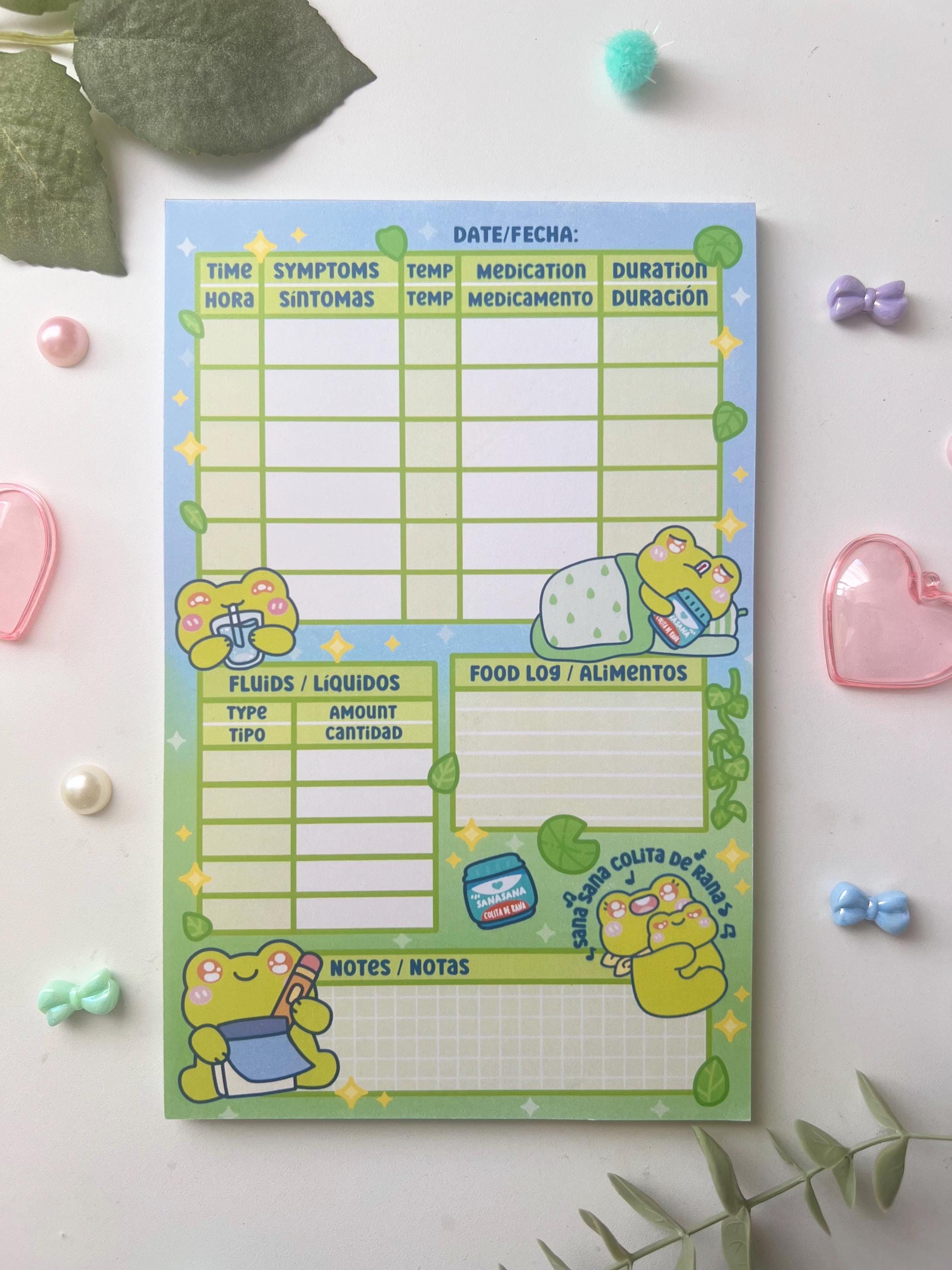 Sana Sana Colita De Rana Symptom Tracker, Frog Note Pad, Aesthetic ...