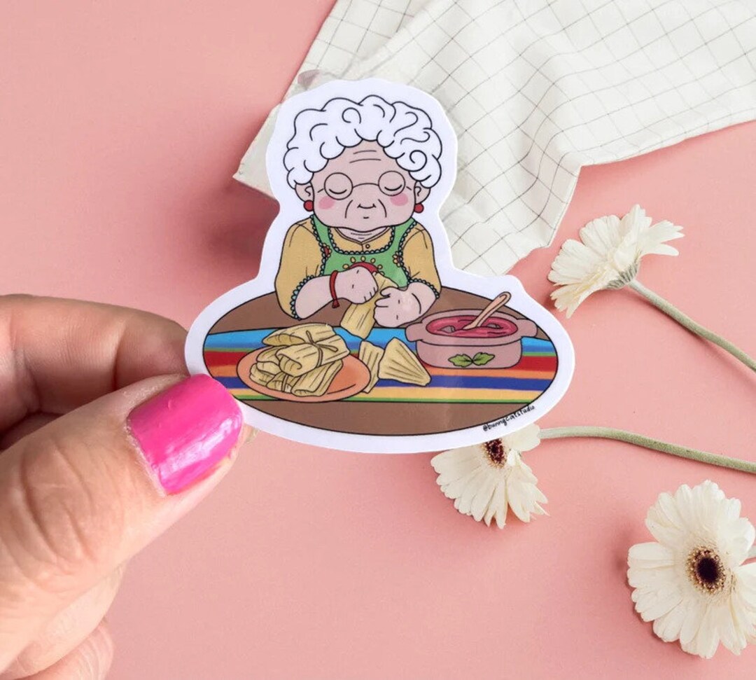 Abuelita Making Tamales Sticker Latina Sticker Mexican Food - Etsy