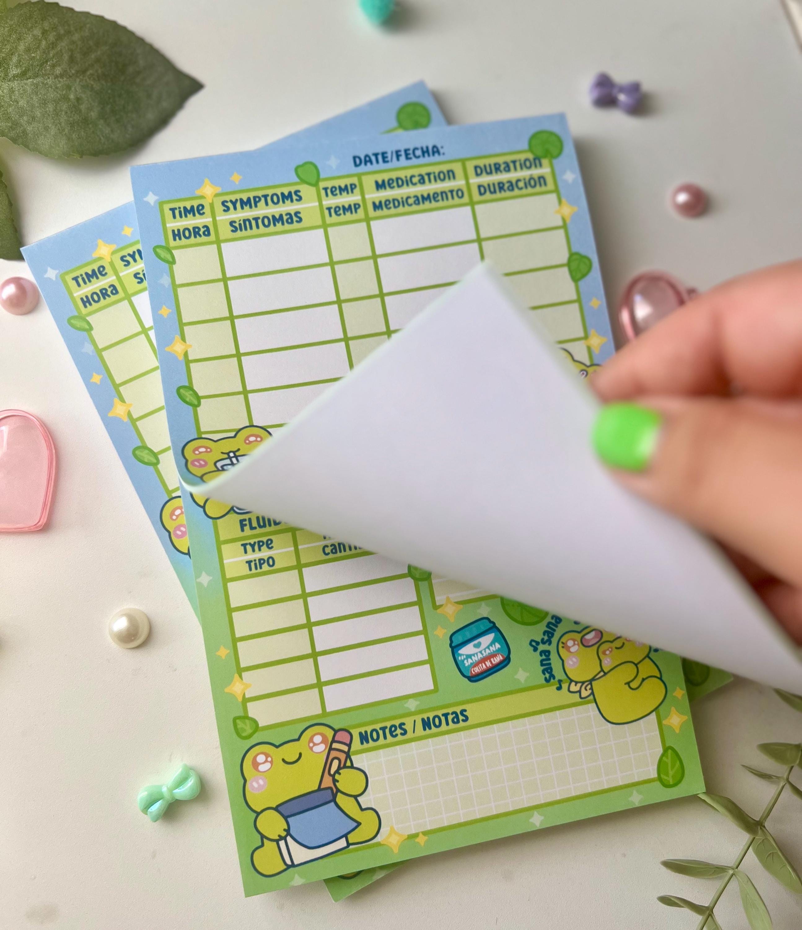 Sana Sana Colita De Rana Symptom Tracker, Frog Note Pad, Aesthetic ...