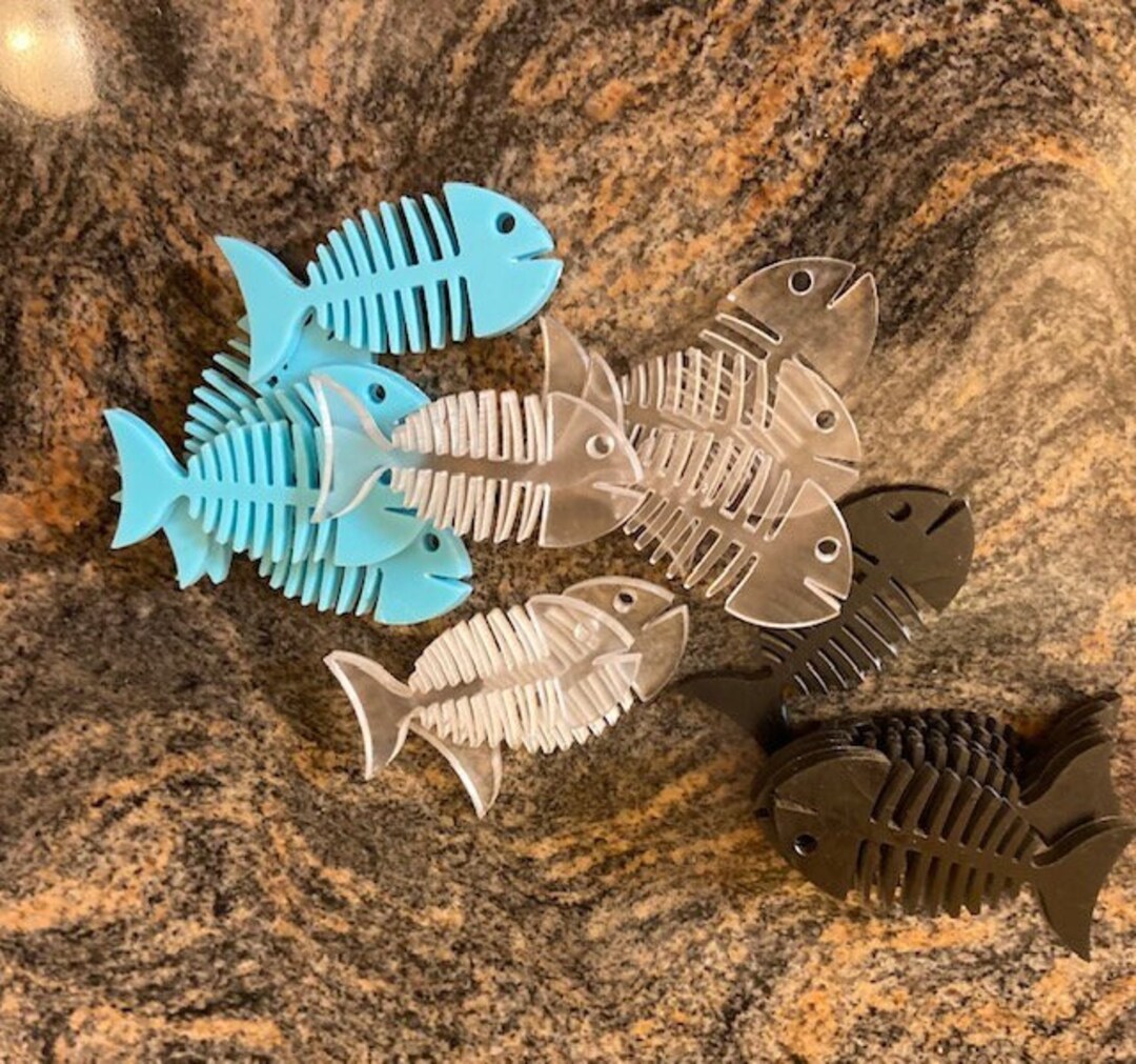 Fish Bone Keychain 3D Printed Resin Key Chain 3D - Etsy