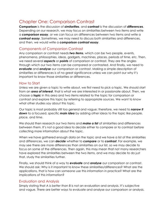 Comparison Essay Example