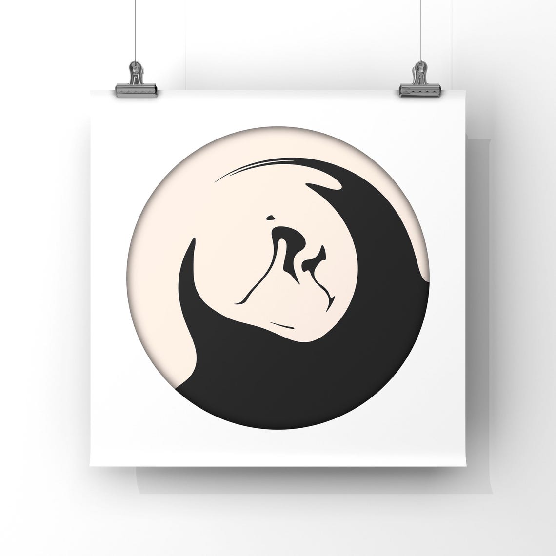 Modern Yin Yang Abstract Print – Minimalist Black & Beige Wall Art ...
