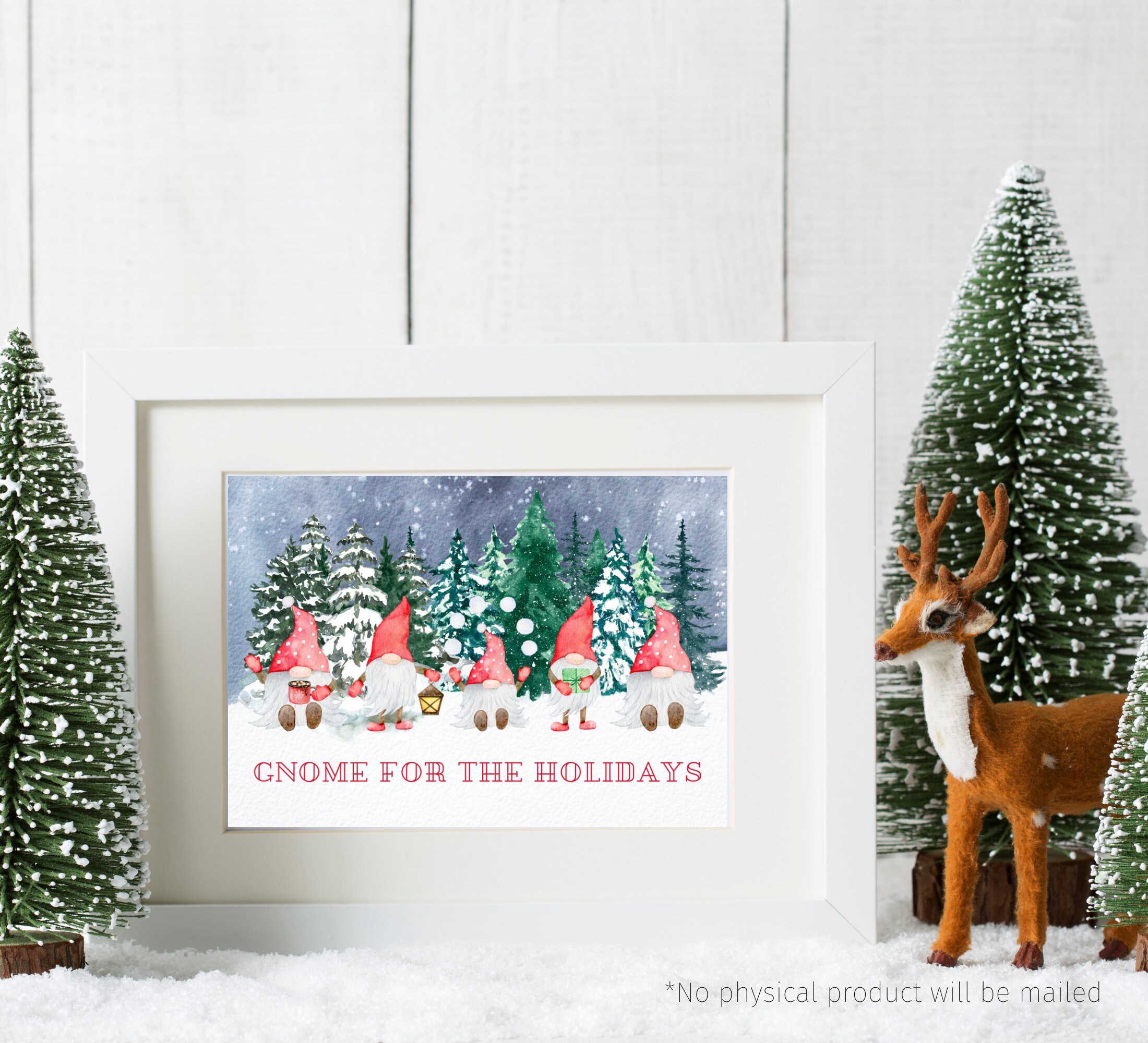 Christmas Gnome Wall Art Printable, Gnome for the Holidays, Watercolor ...