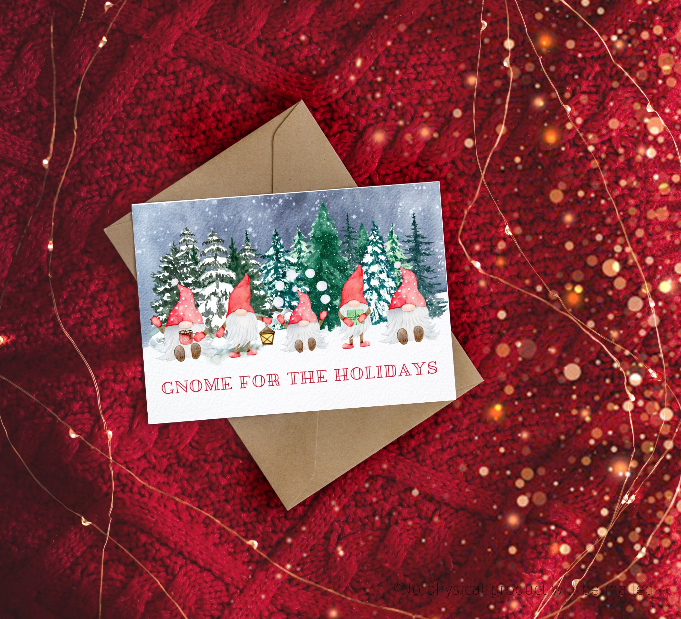 Christmas Gnome Wall Art Printable, Gnome for the Holidays, Watercolor ...