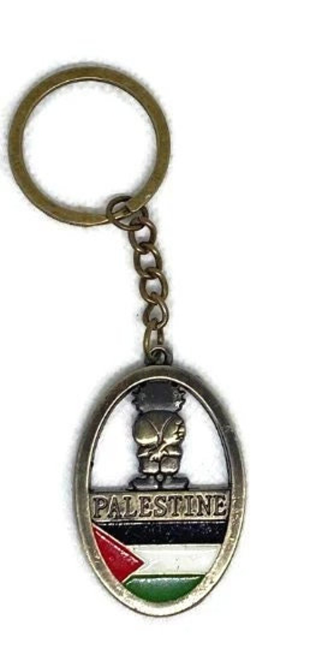 Handala and Palestinian Flag Bronze Tone Keychain - Etsy
