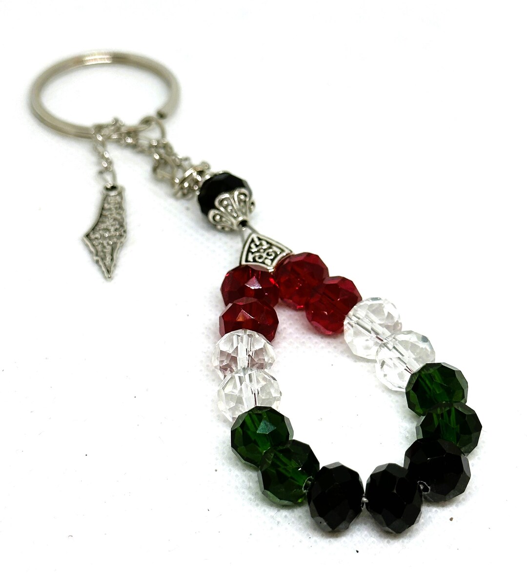 Palestinian Flag Colors Beads and Map Charm Key Chain - Etsy