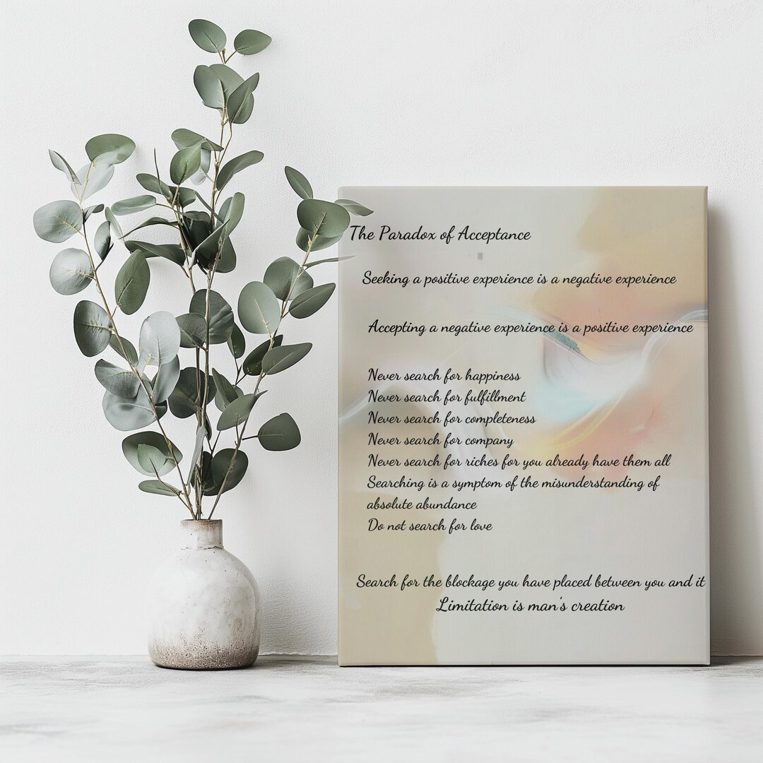 Paradox of Acceptance Poster | Spiritual Poster | Manifestation Wall ...