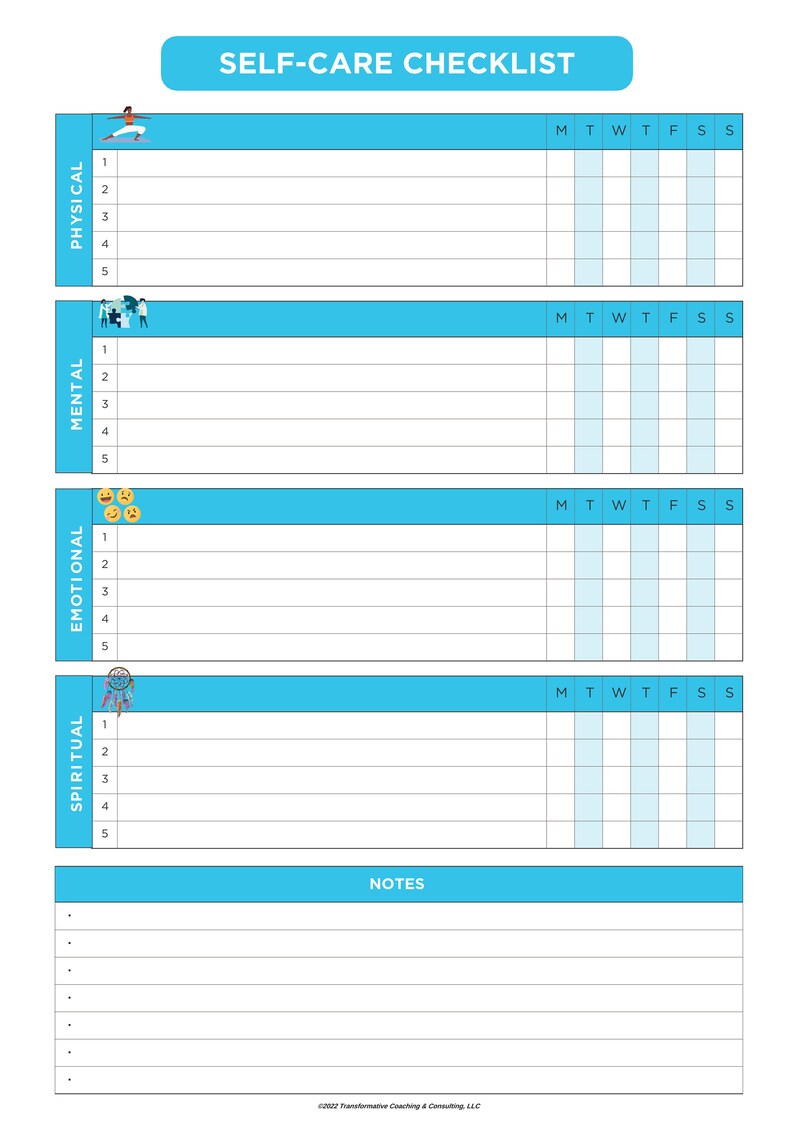 Printable to Do List & Self-care Checklist Bundle, Daily Planner, Self ...