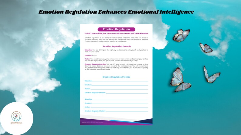 Emotion Regulation Worksheet - Etsy