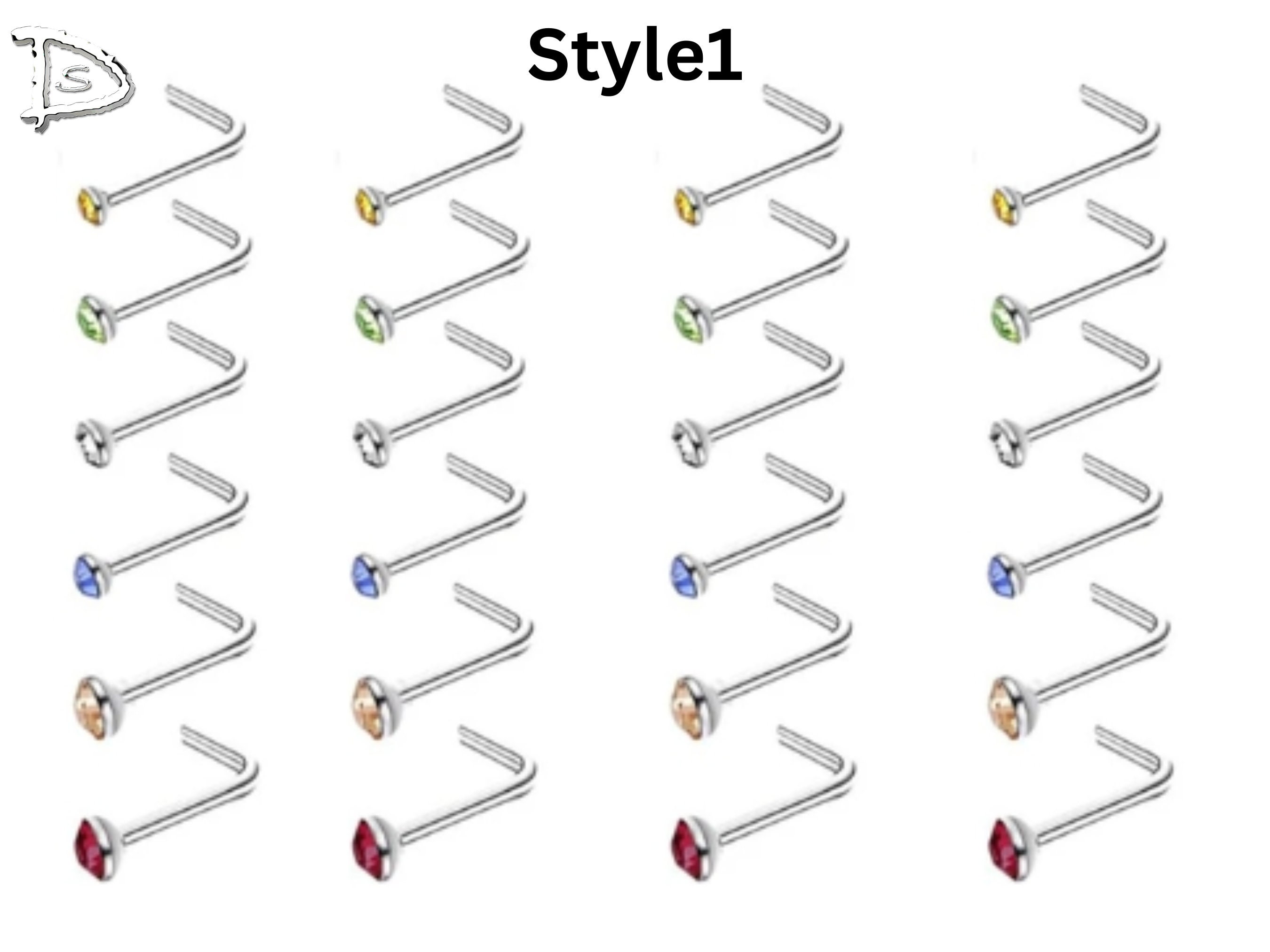 Nose Studs | Straight L-shape Curve Nose Studs | Straight L-shape Curve ...