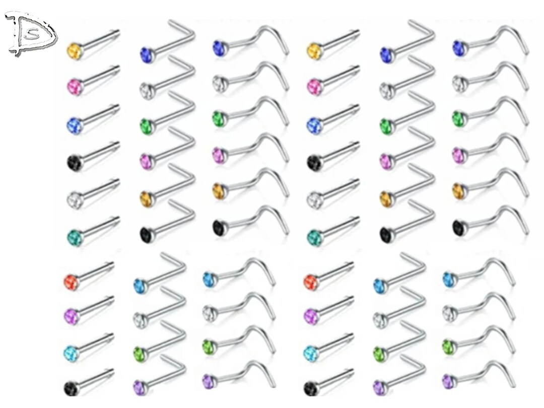 Nose Studs | Straight L-shape Curve Nose Studs | Straight L-shape Curve ...