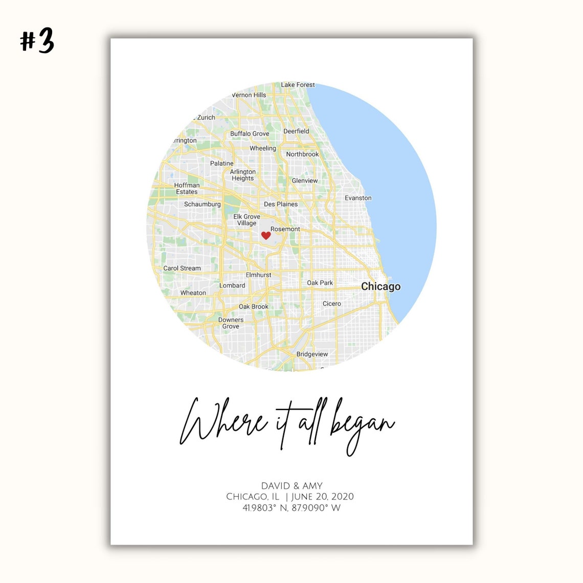 Where It All Began, Where We Met Map, Coordinate Map, Anniversary Gift ...