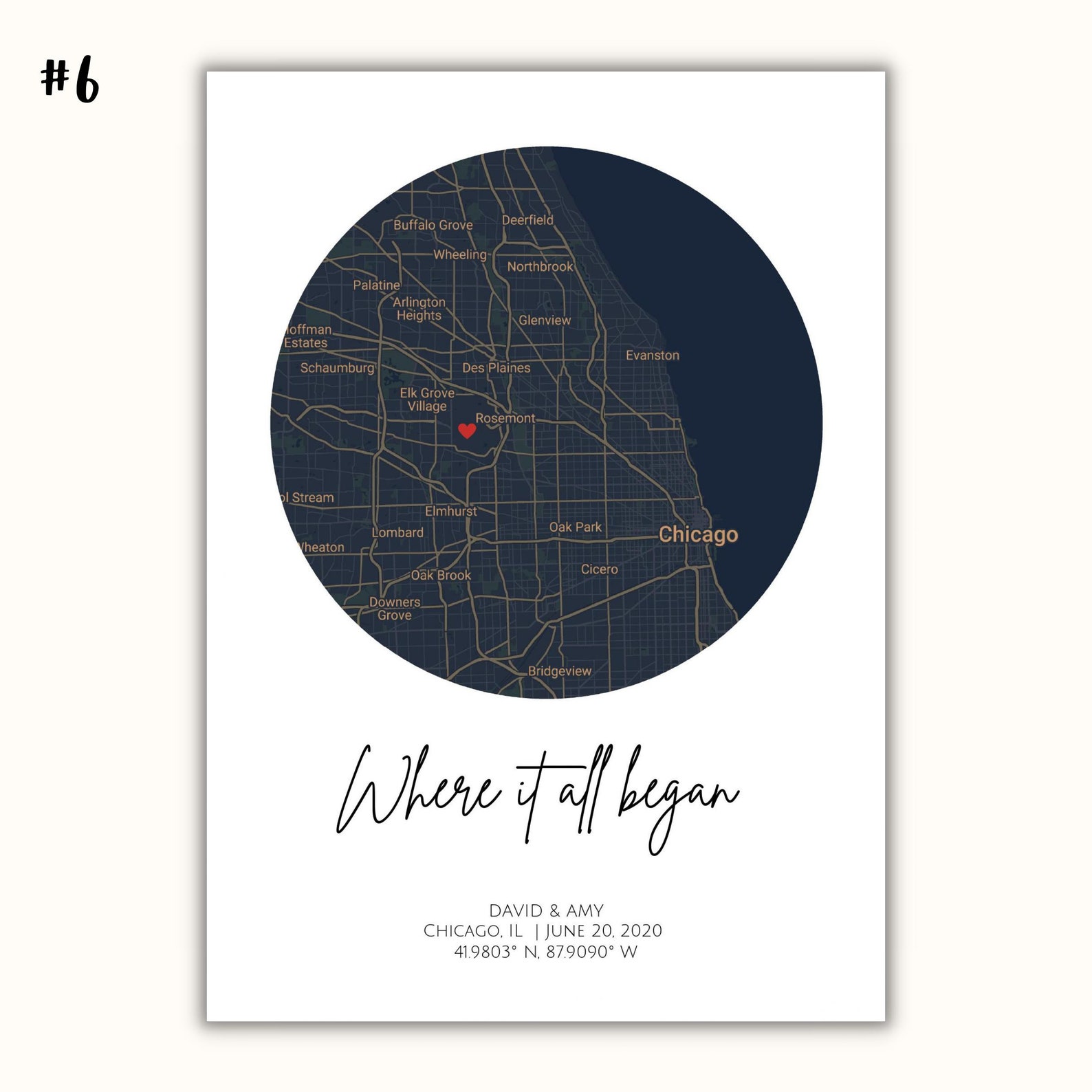 Where It All Began, Where We Met Map, Coordinate Map, Anniversary Gift ...