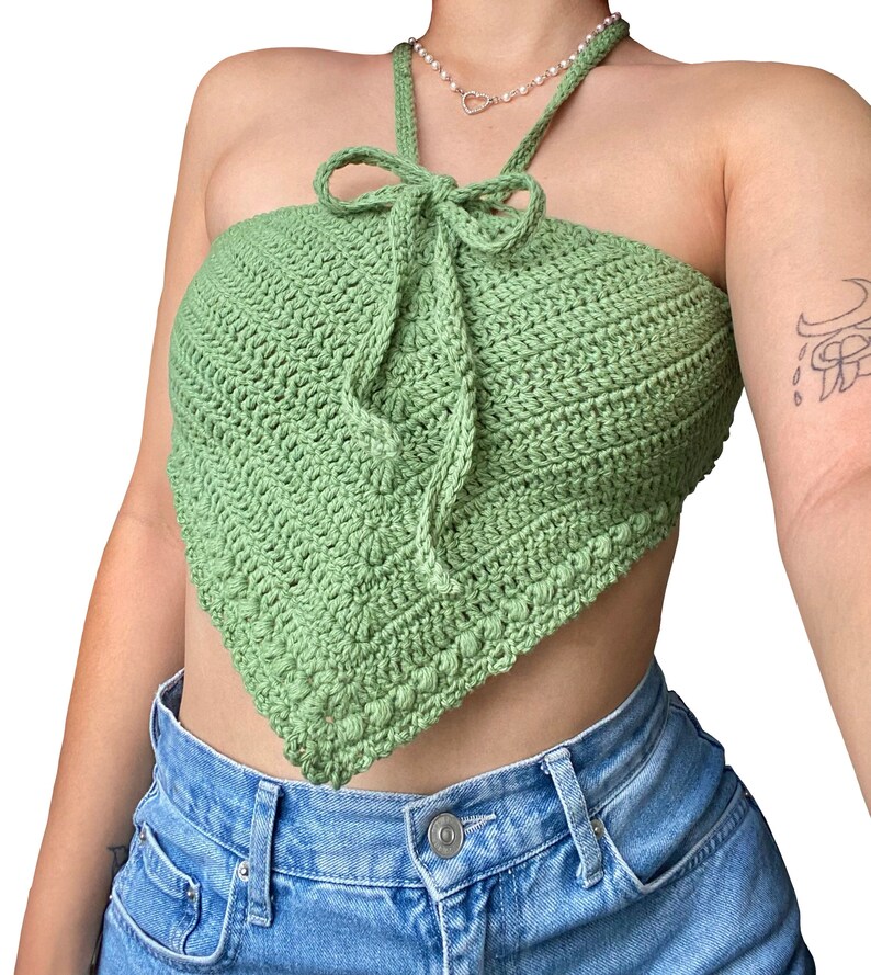 Bandana Bow Top Pattern | Crochet Festival Crop Top Pattern, Crochet ...