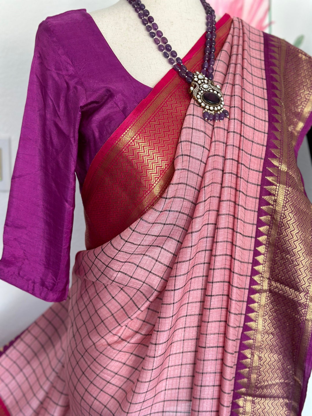 Gadwal Crape Silk Saree Simple Party Wear Saree - Etsy