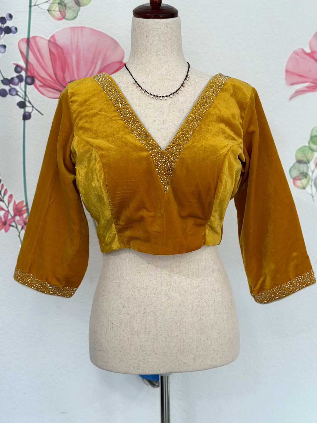 Velvet Hand Embroidery Blouse | Saree Blouses in USA - Etsy