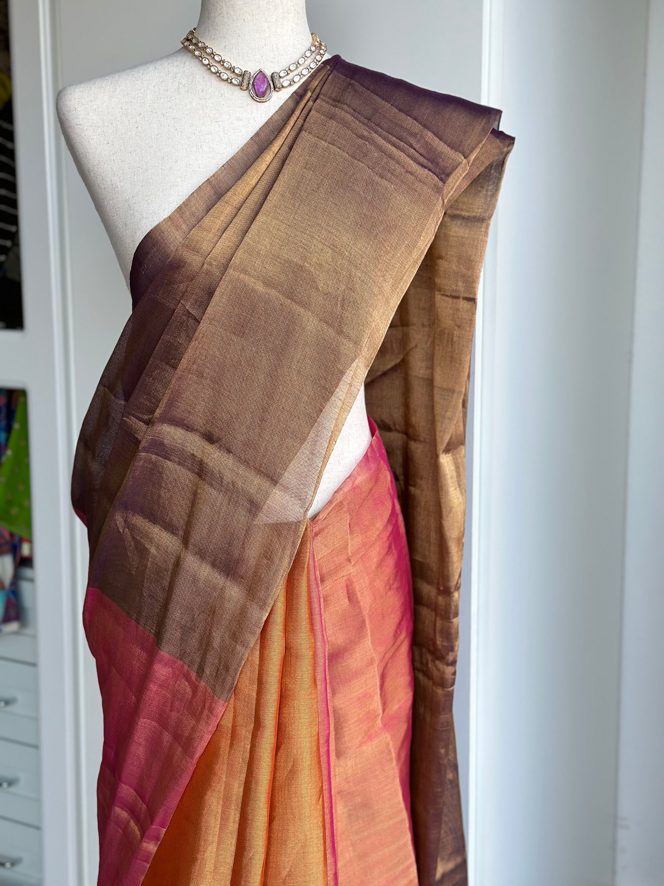 Chanderi Tissue Multicolor Saree Handloom Saree - Etsy