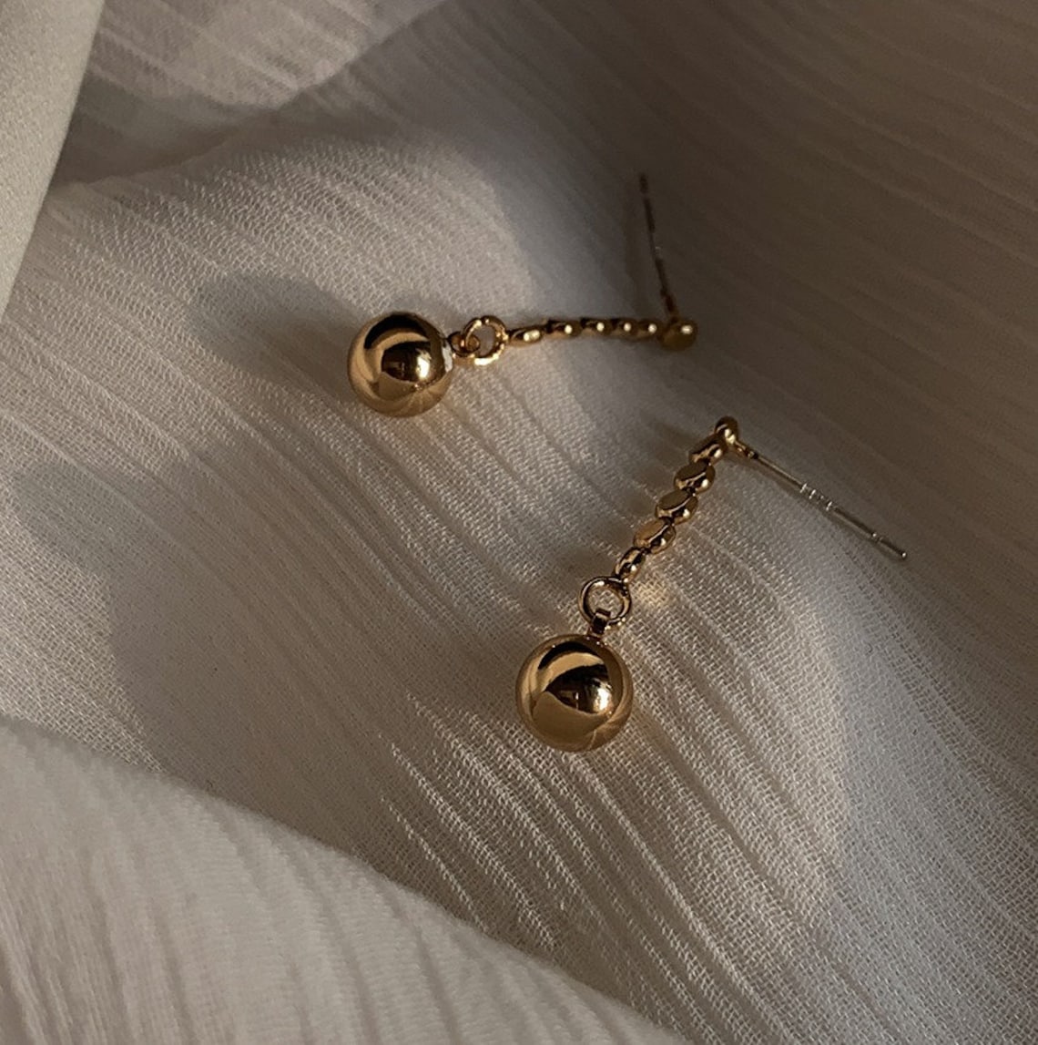 Gold Ball Earrings Dangle, Gold Ball Earrings, Gold Ball Drop Earrings ...